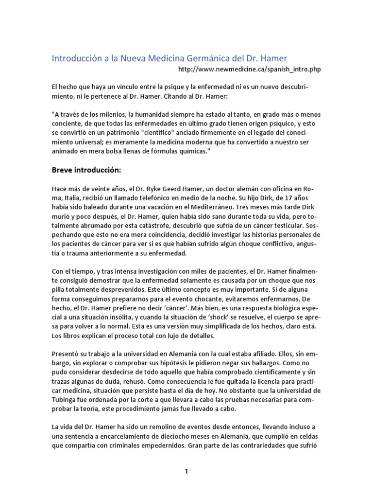Introducción A La Nueva Medicina Germánica Del DR Hammer | Metástasis | Cáncer