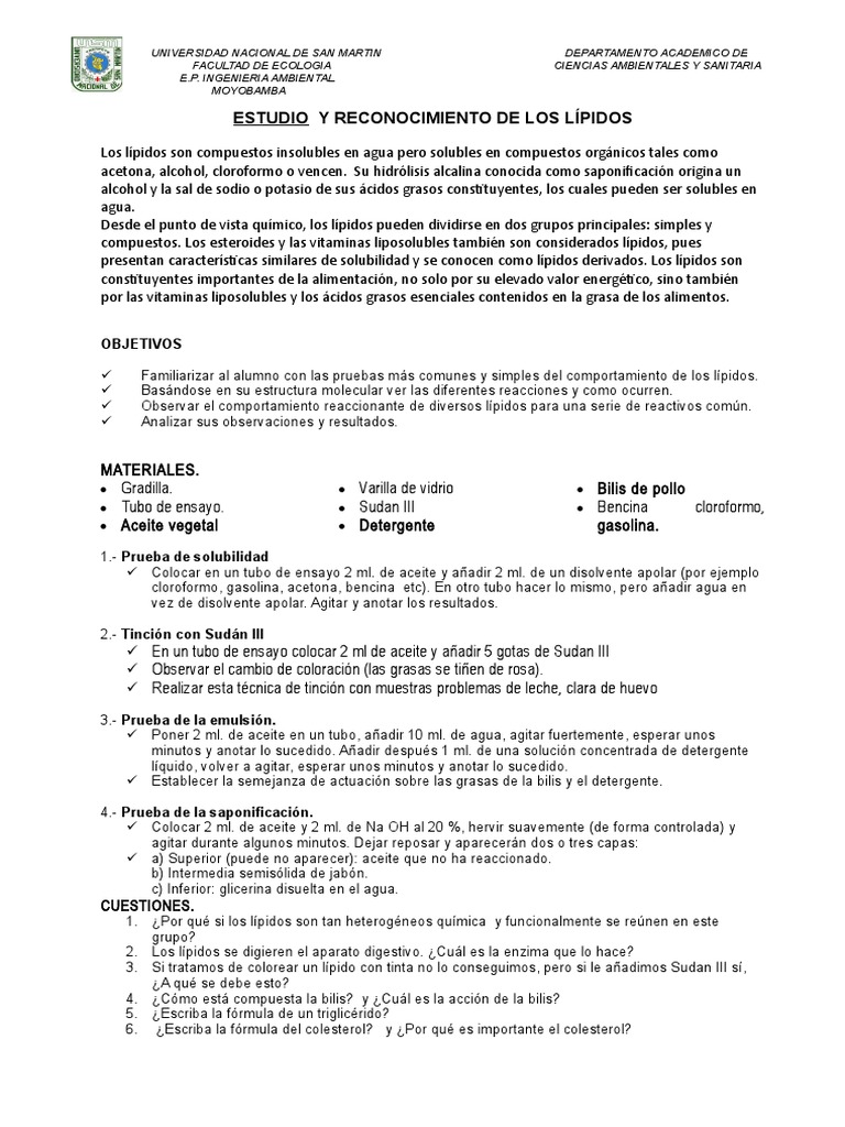 3practica De Lipidos Pdf Lípido Solubilidad