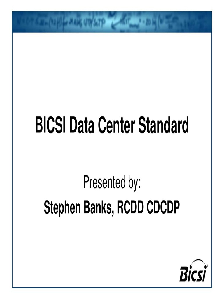 BICSI Data Center Standard: Stephen Banks, RCDD CDCDP | Download Free PDF | Data Center ...