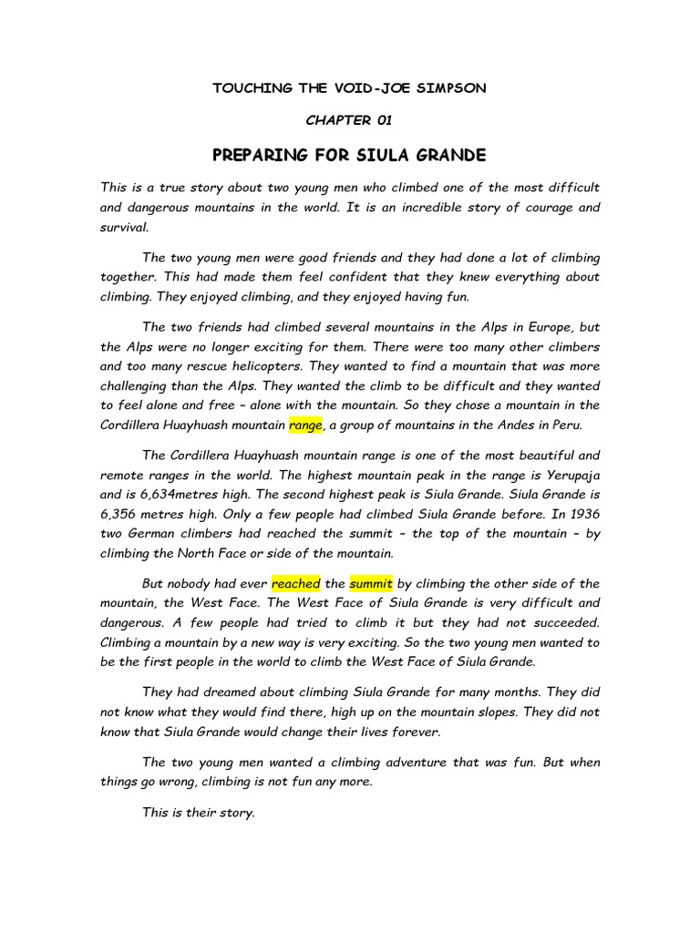 Touching The Void-Joe Simpson | PDF | Nature