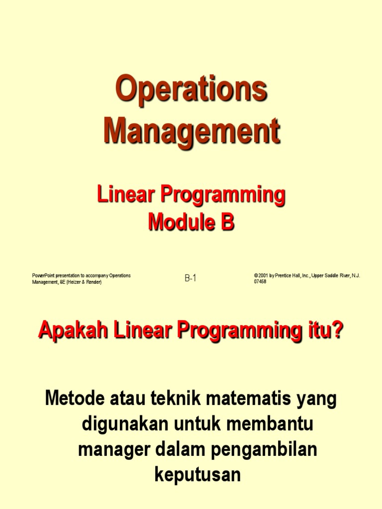 05 A Mgmt4050 5CModule B 1 Linear Programming Power Point 95 | PDF