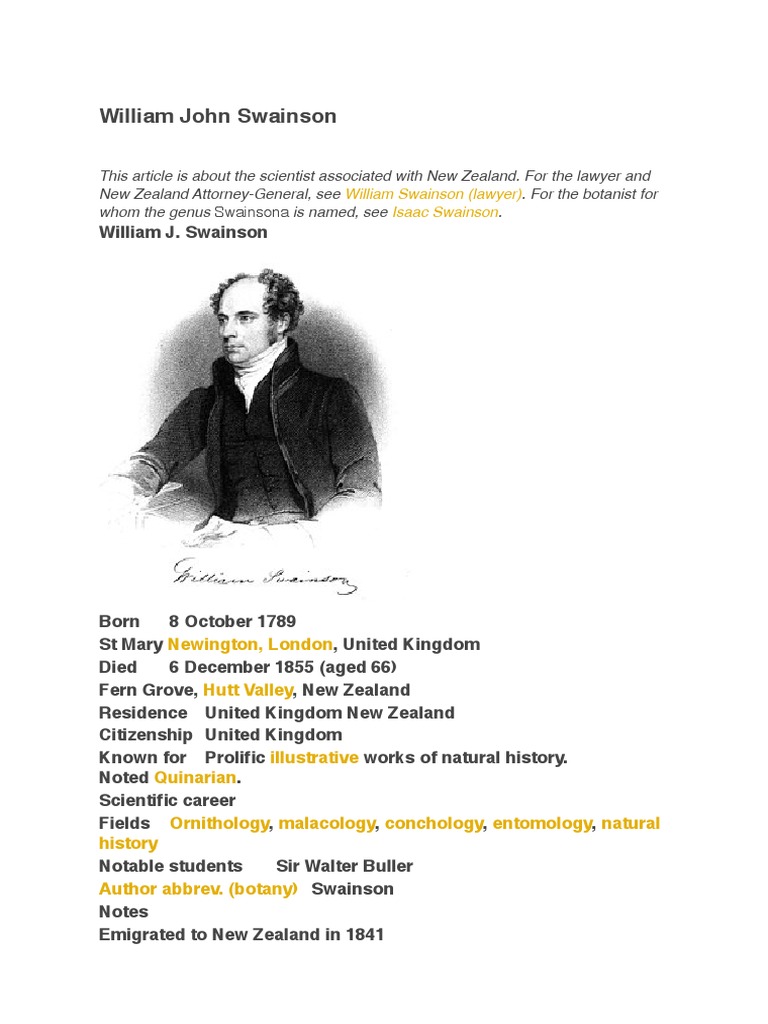 William John Swainson | PDF | Organisms | Science