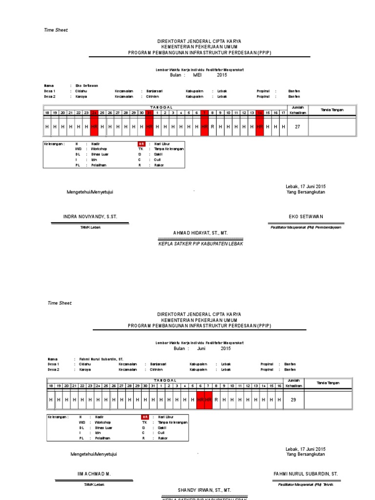 Timesheet BULAN KE 4 | PDF