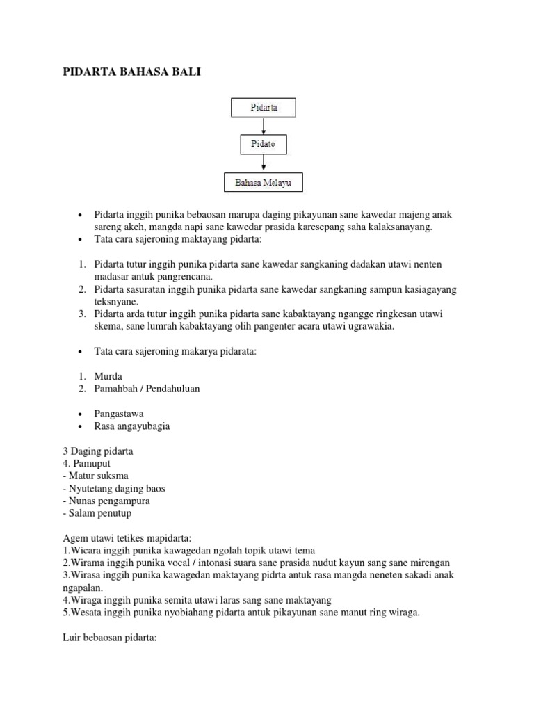 Pidarta Bahasa Bali | PDF