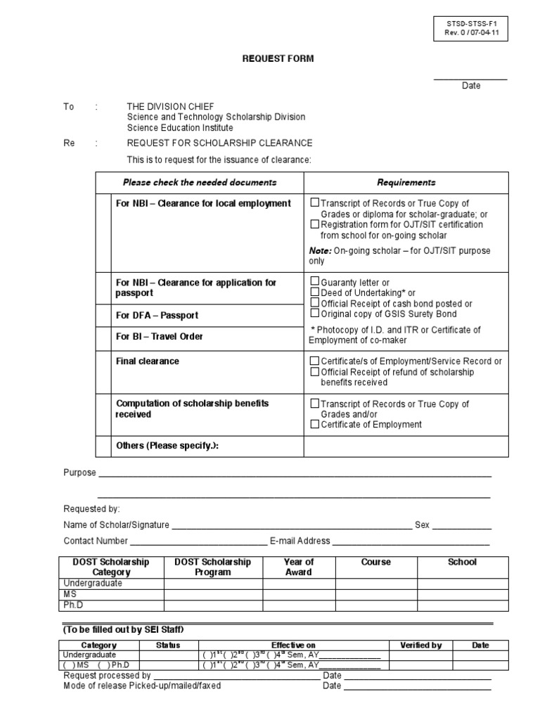 Clearance Request Form | PDF | Further Education | Business