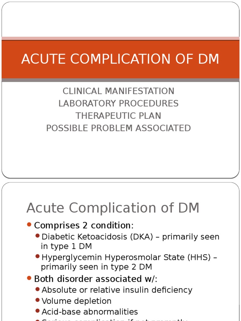 Acute Complication of DM: Clinical Manifestation Laboratory Procedures ...