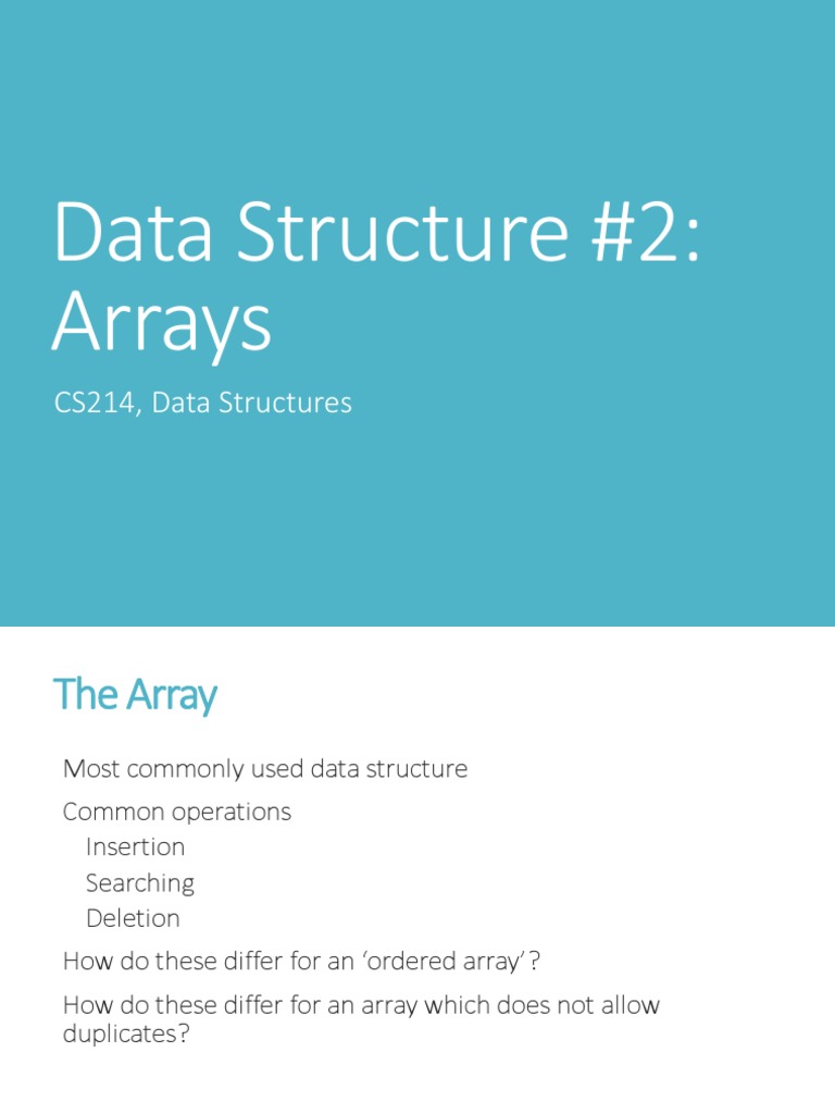 Data Structure 2 Arrays Pdf