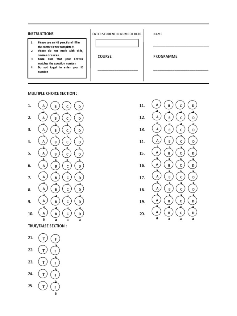 ANSWER SHEET.doc | Mathematics | Free 30-day Trial | Scribd