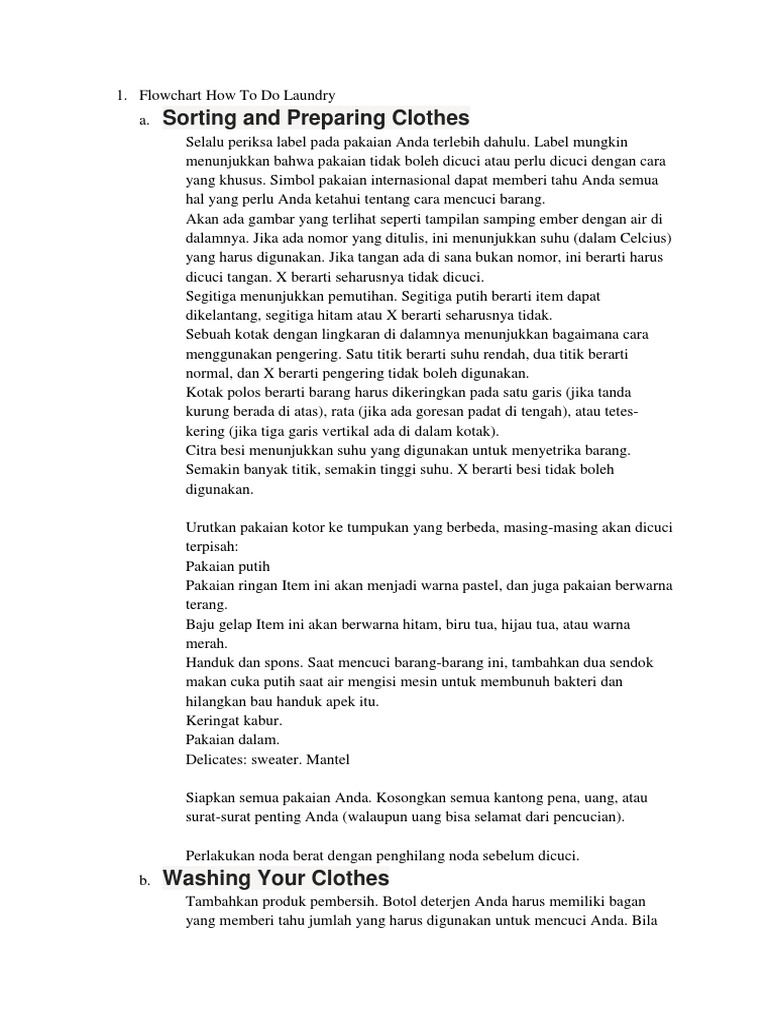 Flowchart How To Do Laundry | PDF