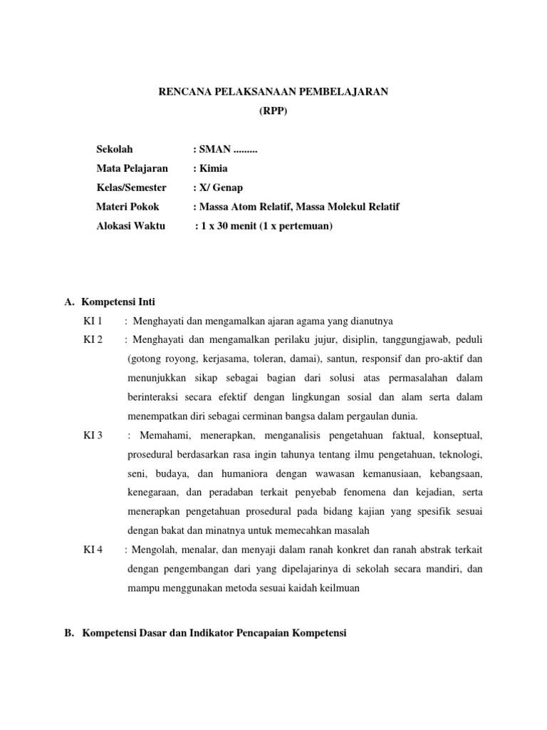 RPP Ar Dan MR Kimia | PDF