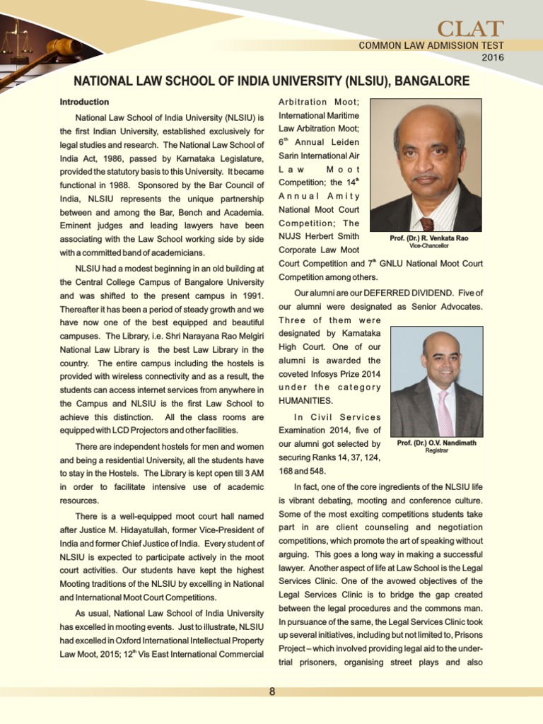 National Law School of India University (Nlsiu), Bangalore: Prof. (DR ...