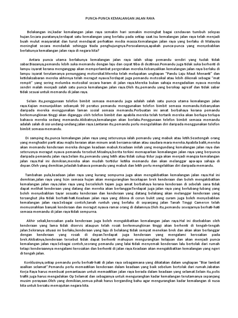 Punca Kemalangan Jalan Raya | PDF
