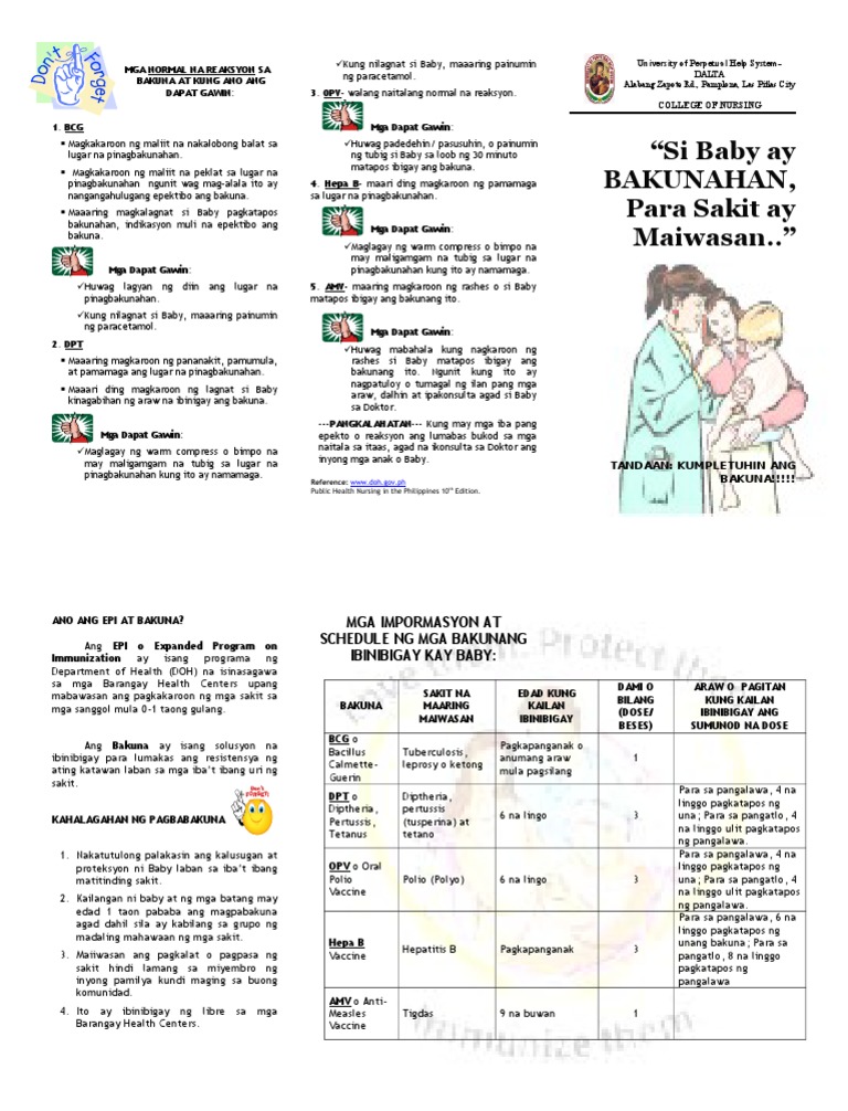 Pamphlet On Bakuna | PDF