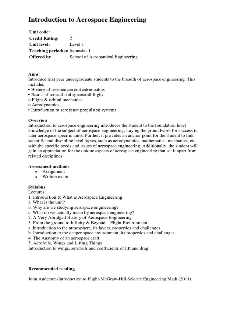 Introduction to Aerospace Engineering | PDF