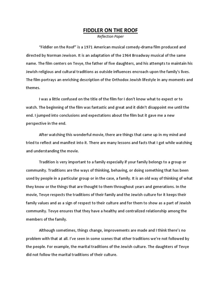 Fiddler On The Roof | PDF | Traditions | Orthodoxy