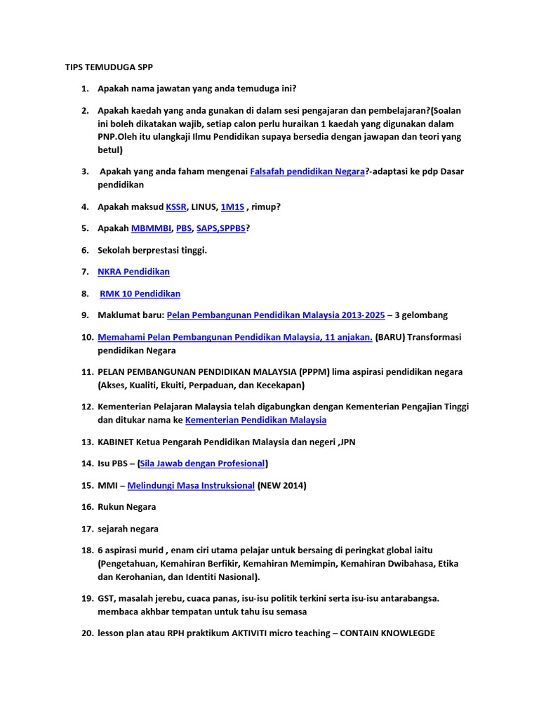 Tips Temuduga SPP | PDF