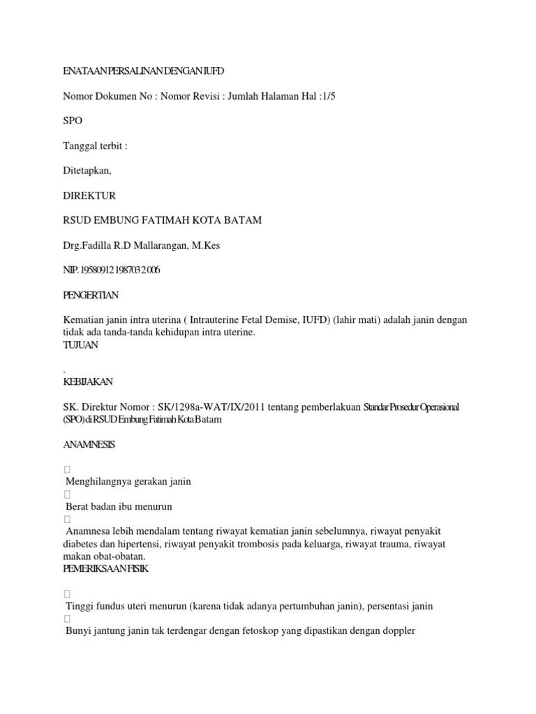 Sop Persalinan Dengan Iufd | PDF