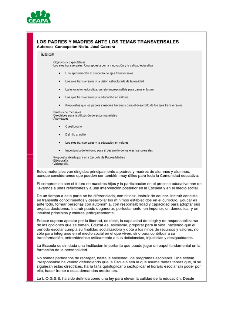 Ejes Transversales | PDF | Ocio | Plan de estudios