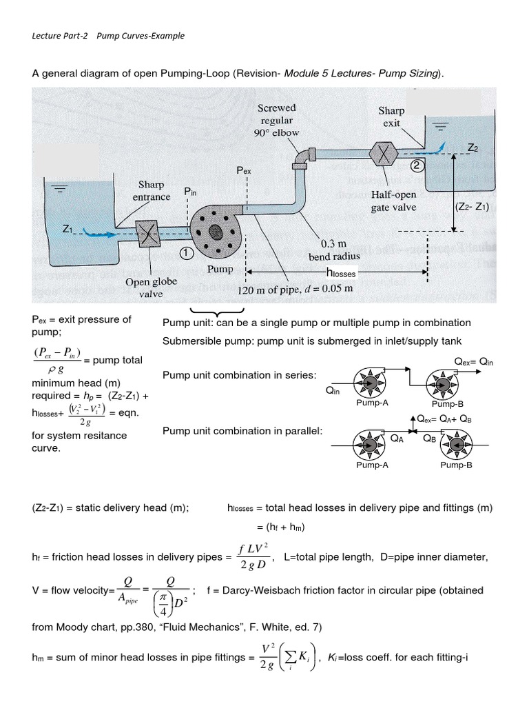 Class Example Pump Sizing-Module 5_Sep28 | Pump | Pipe (Fluid Conveyance)