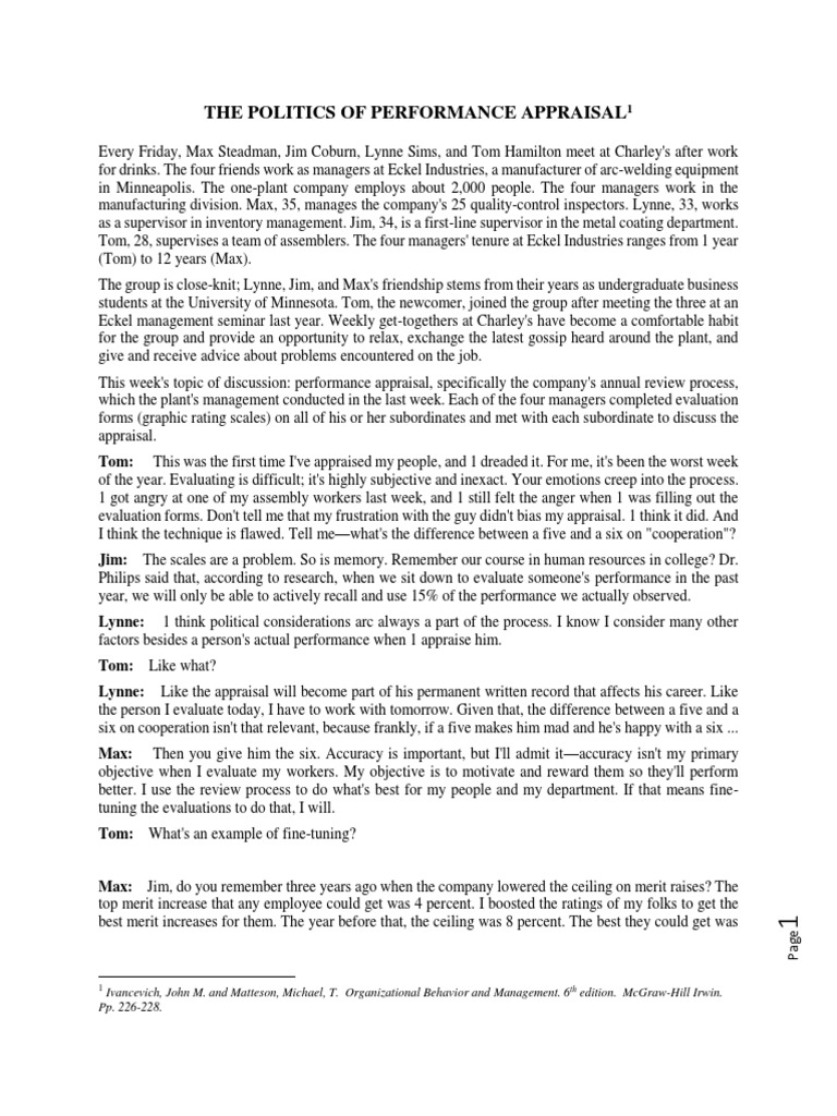 The Politics of Performance Appraisal | PDF | Performance Appraisal ...