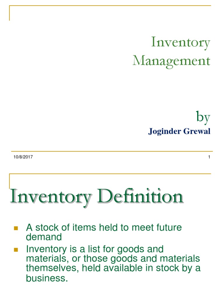 Inventory Management: Key Concepts and Factors | PDF | Warehouse ...