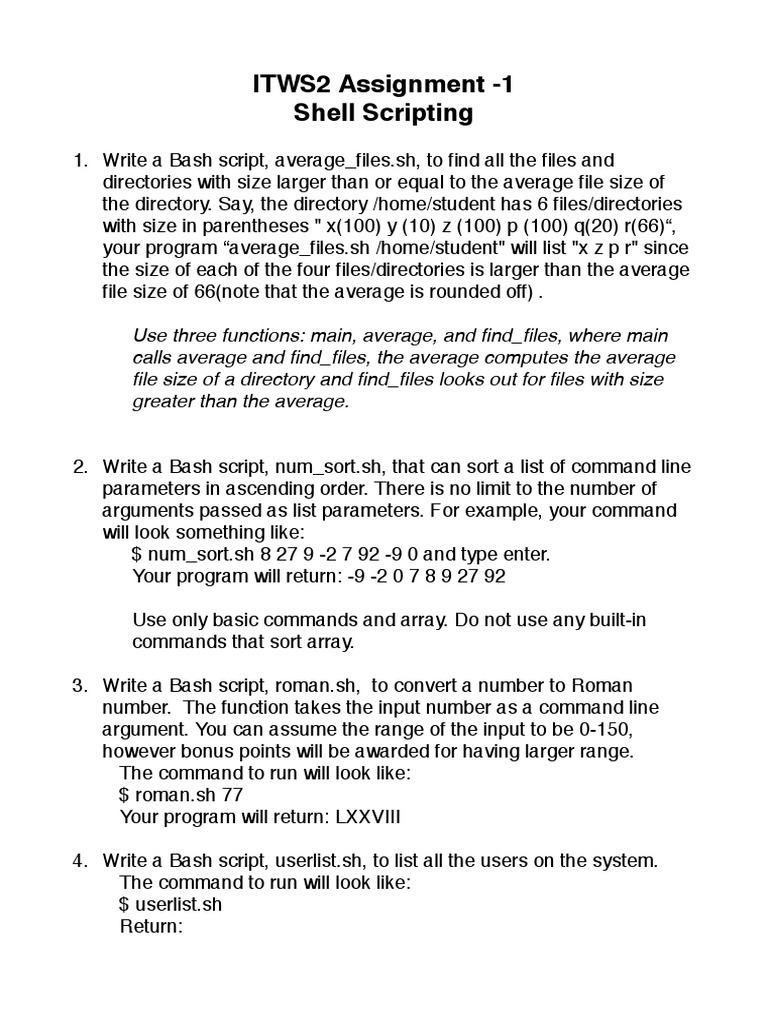 ITWS2 Assignment - 1 Shell Scripting | PDF
