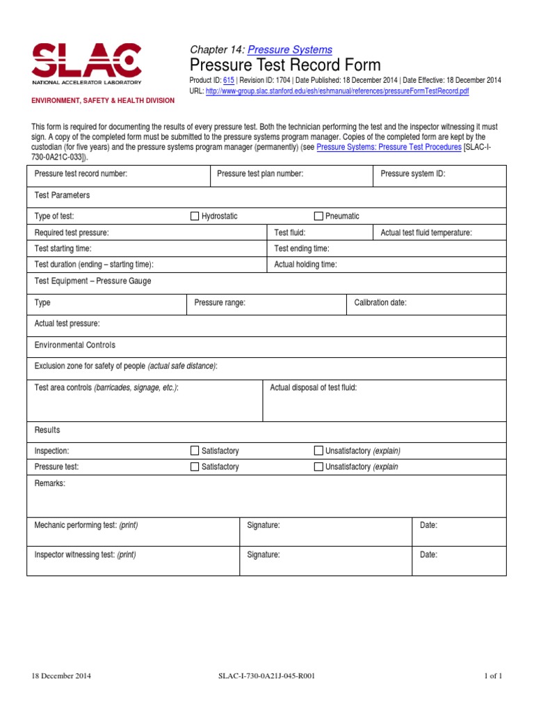 pressureFormTestRecord PDF | PDF