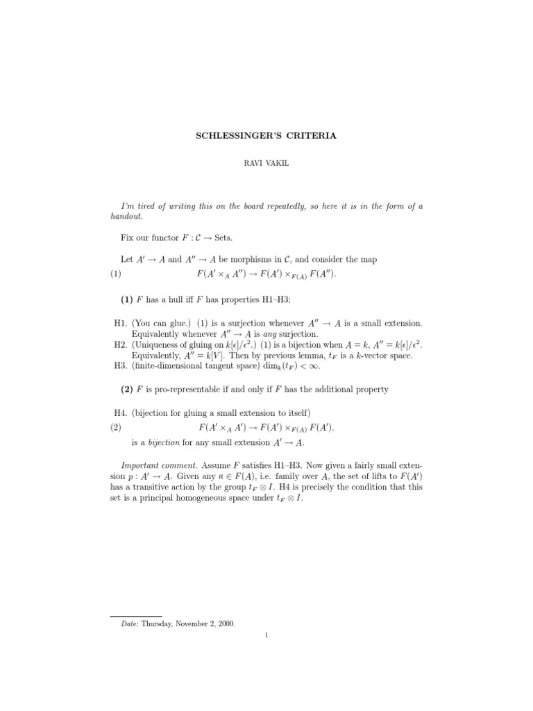 Schlessinger'S Criteria: Ravi Vakil | PDF