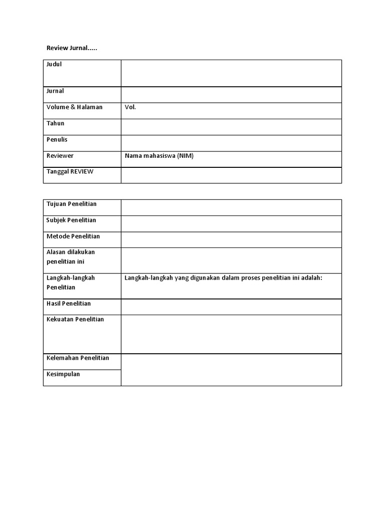 Form Review Jurnal | PDF