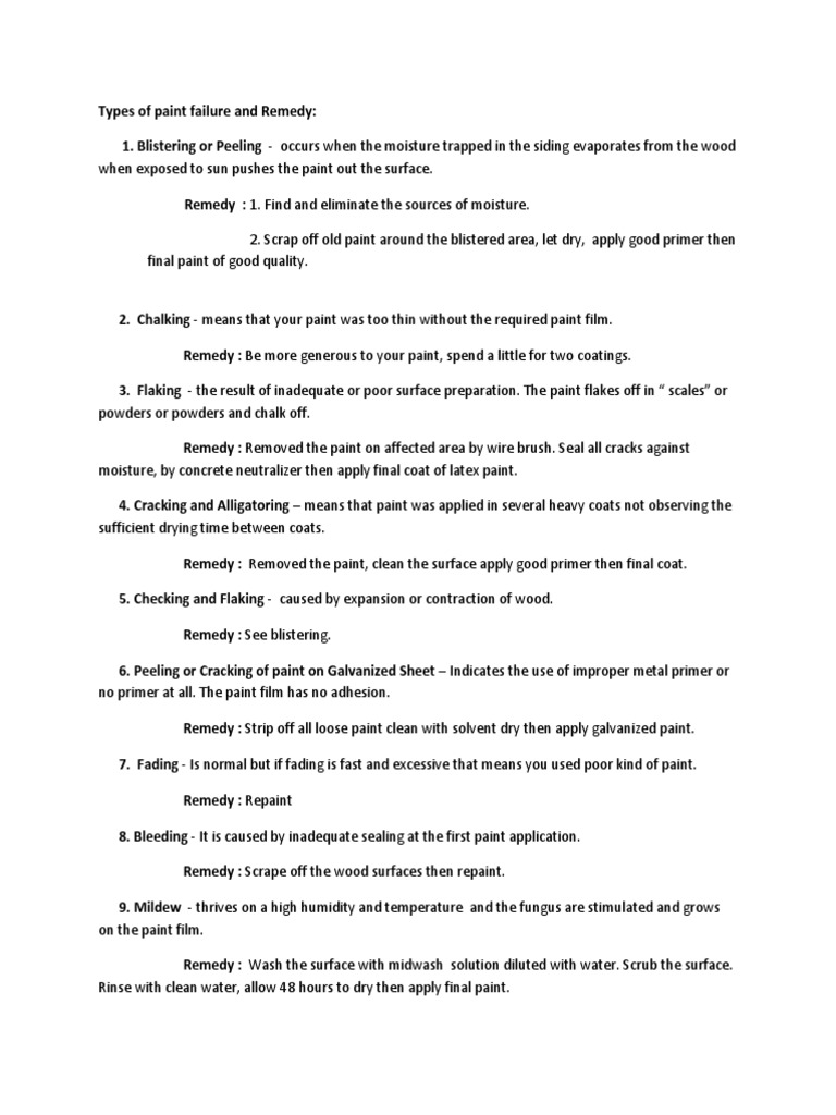 Types of Paint Failure and Remedy | PDF