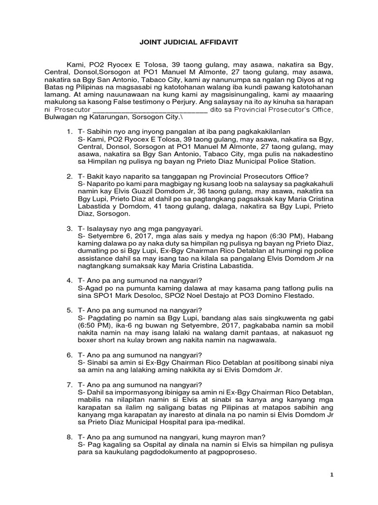 Joint Judicial Affidavit of Arrest | PDF