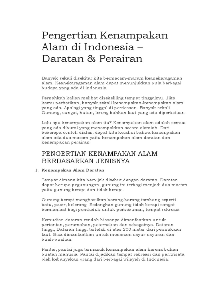 Pengertian Kenampakan Alam Di Indonesia | PDF