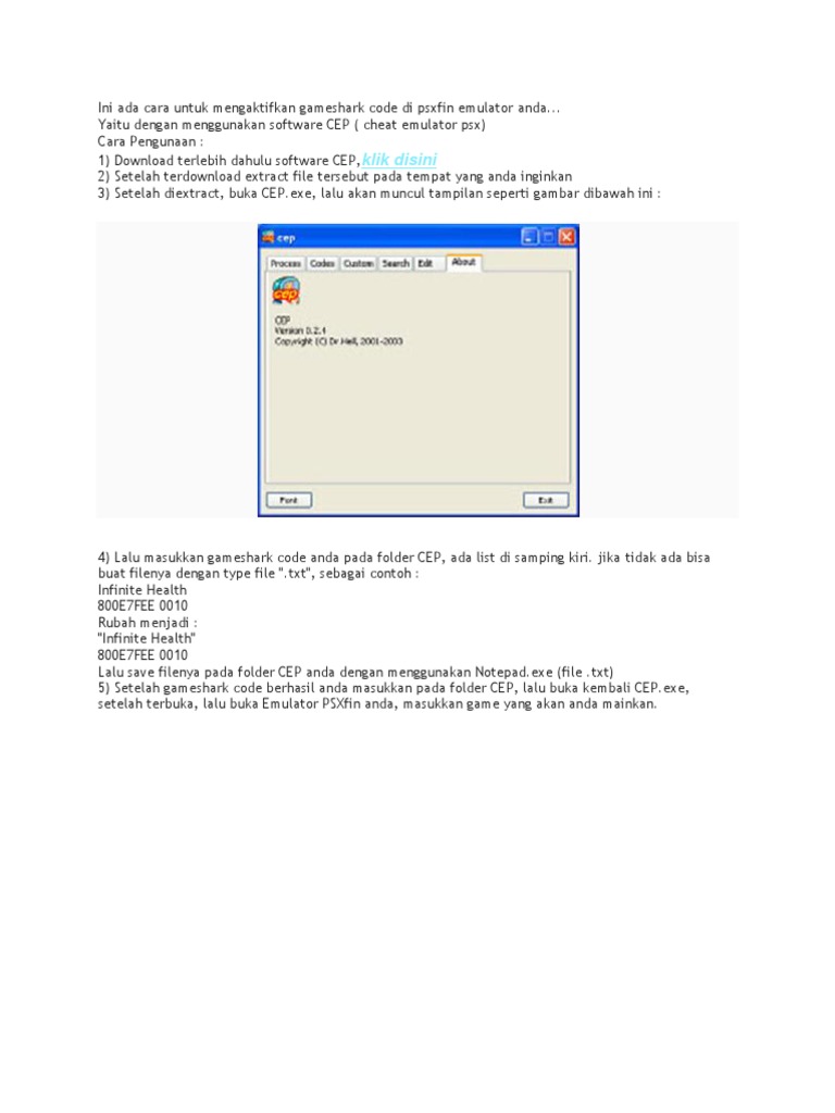 Cara Untuk Mengaktifkan Gameshark Code Di Psxfin Emulator Anda | PDF