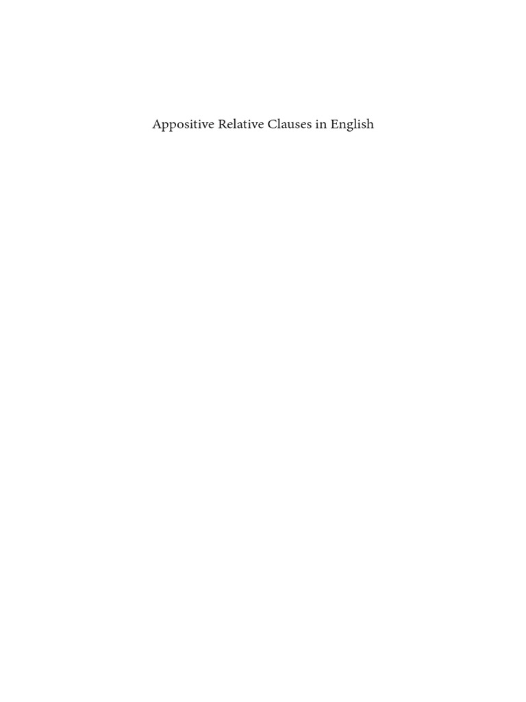 Appositive Relative Clauses in English Discourse Functions | Clause ...