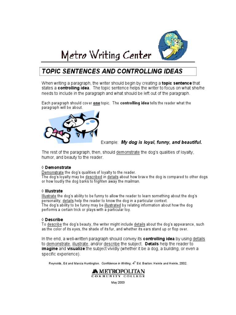 Topic Sentences Handout | PDF | Epistemology | Neuropsychological ...