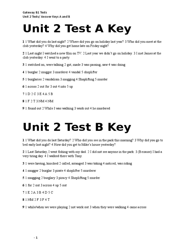 Gateway Test 2 Key | PDF