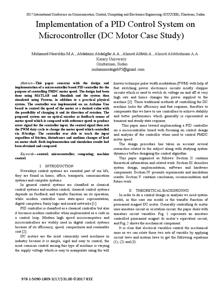 Implementation of A PID Control System On Microcontroller (DC Motor ...