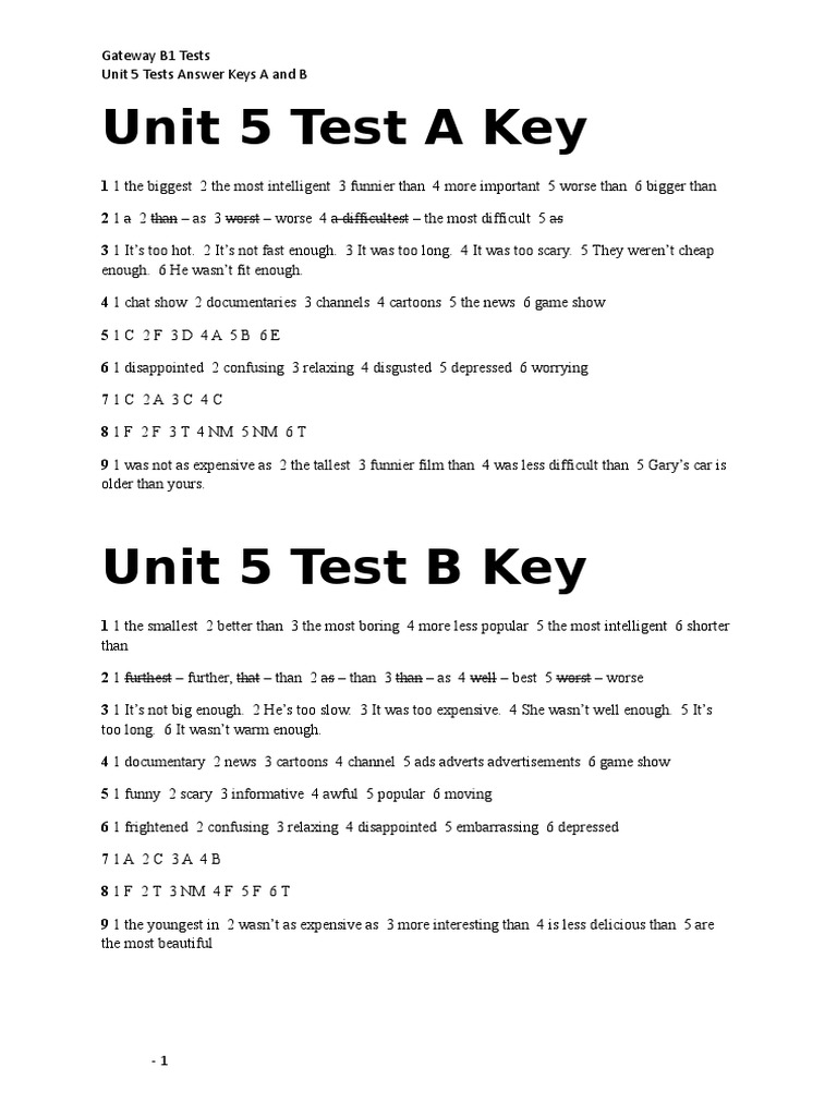 Gateway Test 5 Key | PDF