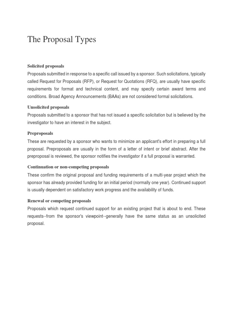 The Proposal Types | PDF | Career & Growth | Finance & Money Management