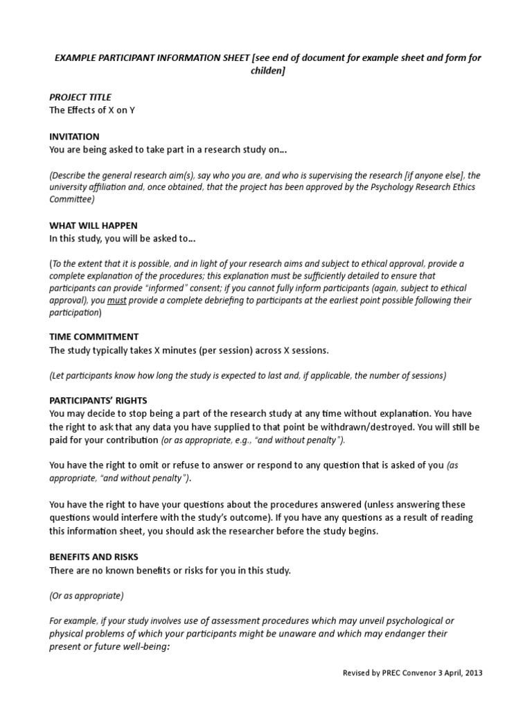 Example Information Sheet and Consent Form (University of Edinburgh ...