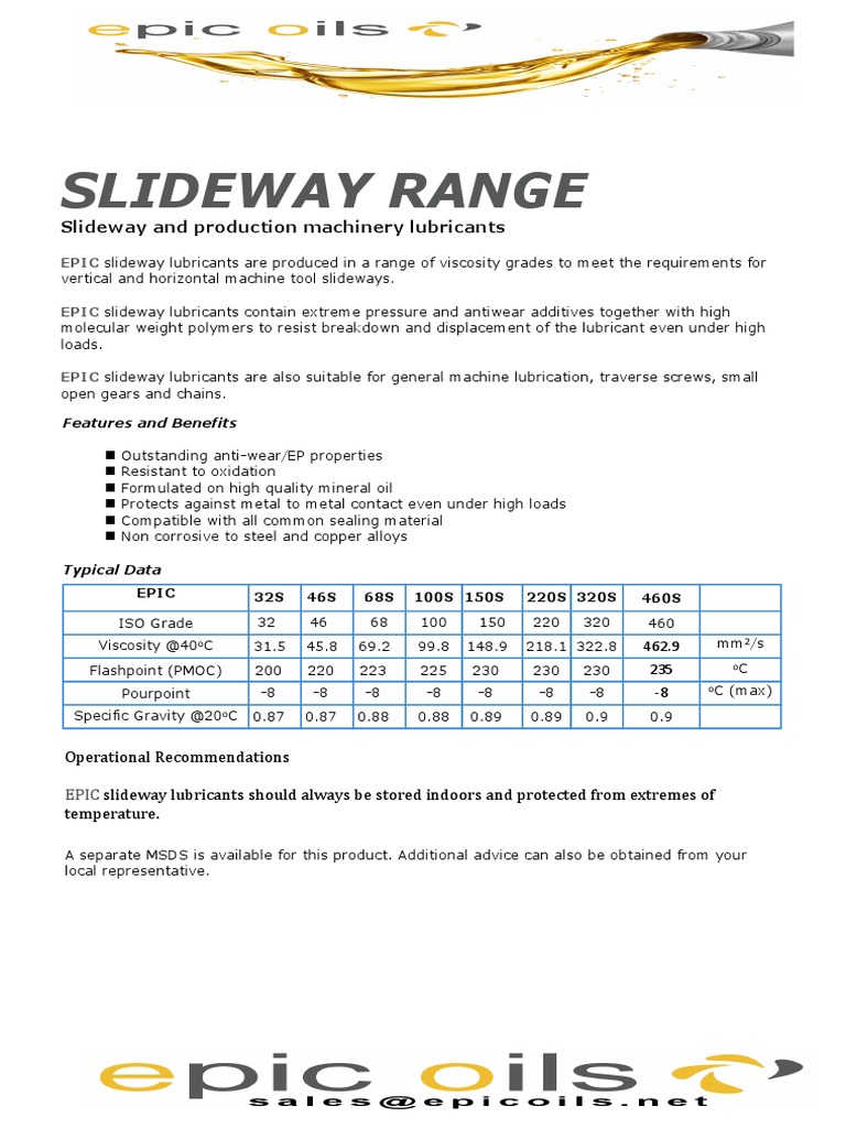 EPIC Slideway Lubricants Overview | PDF