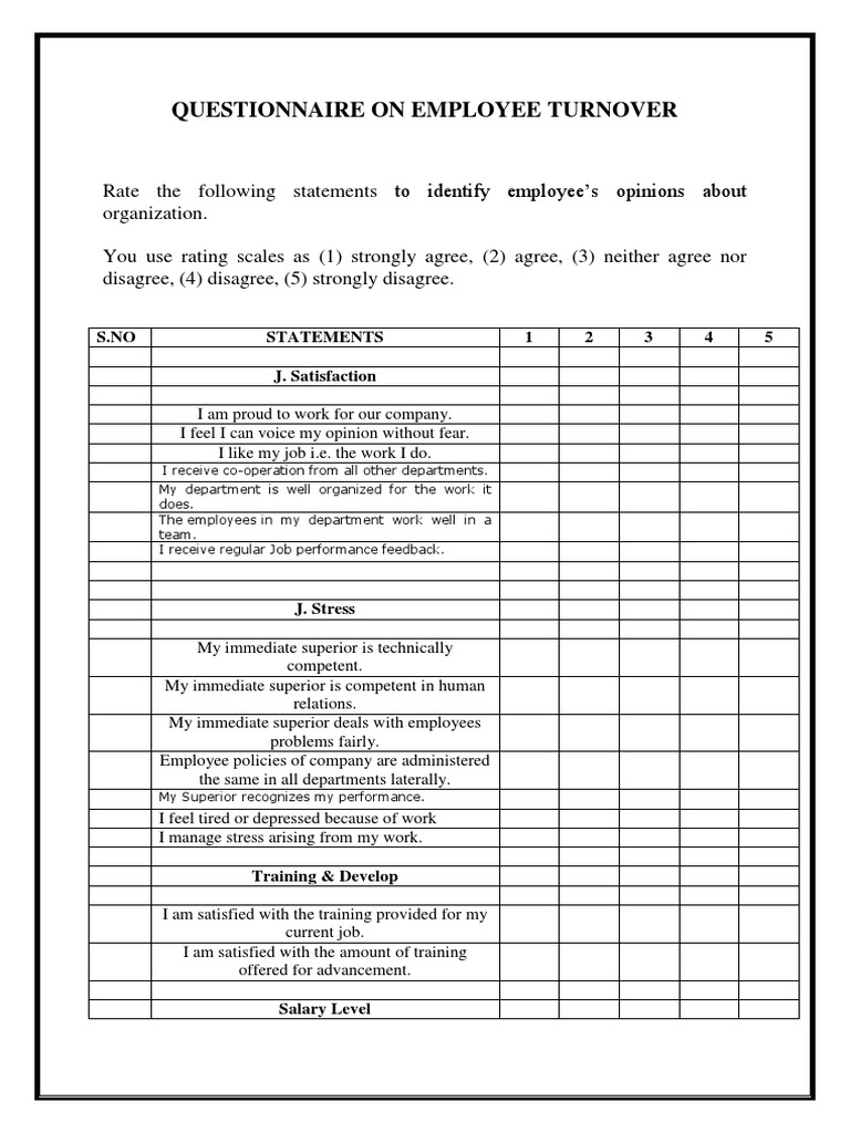 Employee Turnover Questionnaire Insights | PDF | Self-Improvement