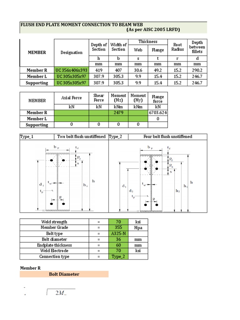3 - Flush End Plate Moment Conn To Beam Web | PDF | Screw | Solid Mechanics