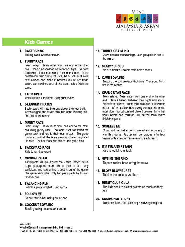 Indoor Telematch Games for Kids & Adults | PDF | Sports | Leisure