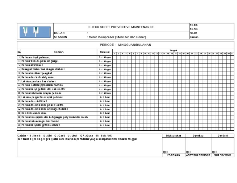 Form Maintenance Hal 16 Mesin Compressor | PDF