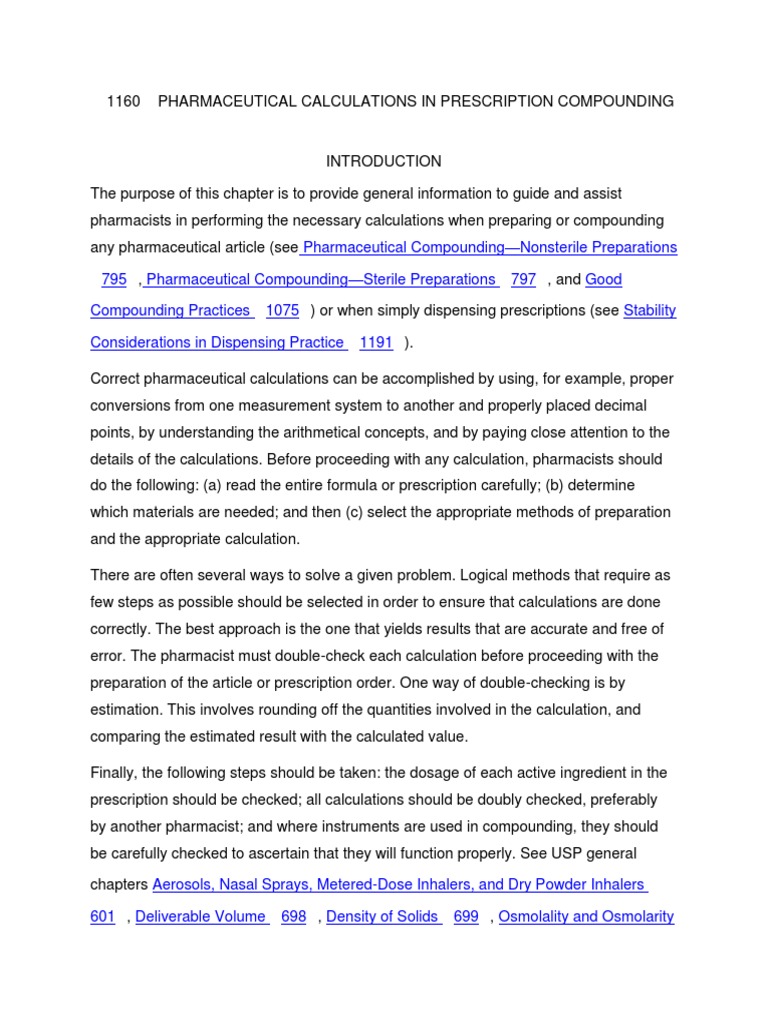 Pharmaceutical Calculations in Prescription Compounding | PDF ...