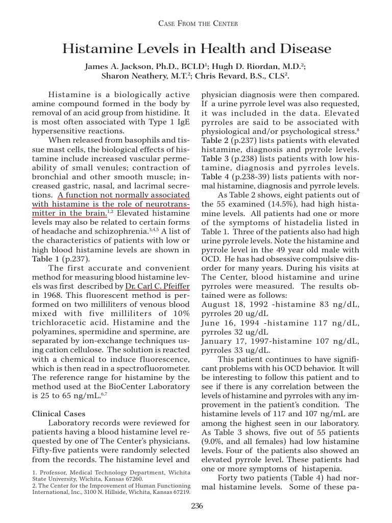 Histamine's Role in Health & Disease | PDF | Headache | Premenstrual ...