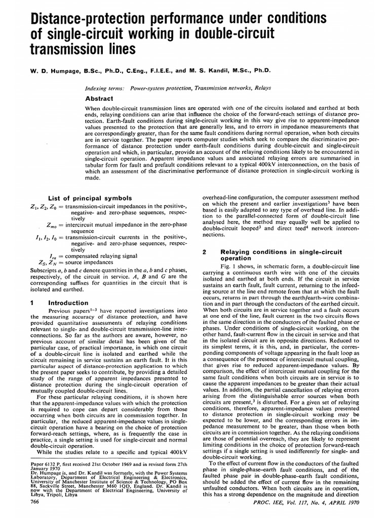 Distance Protection Performance | PDF | Electrical Impedance | Relay