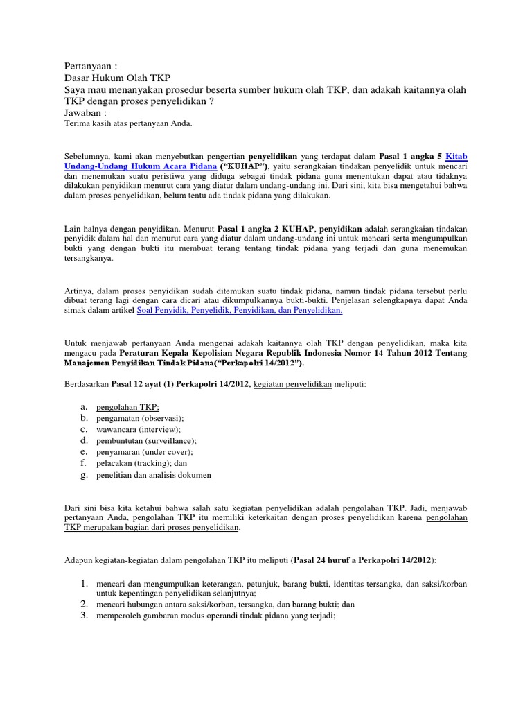 TKP | PDF | Ilmu Sosial | Hukum
