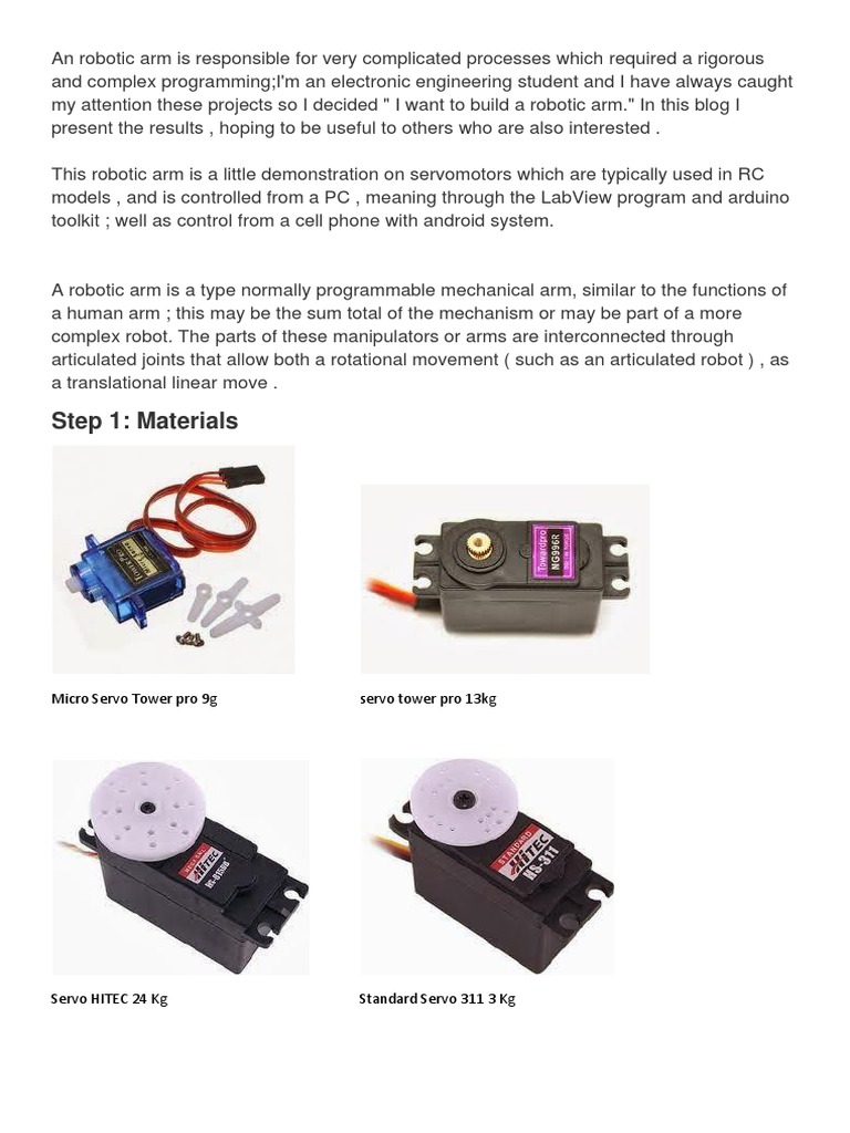 Robotic Arm | PDF | Servomechanism | Robotics